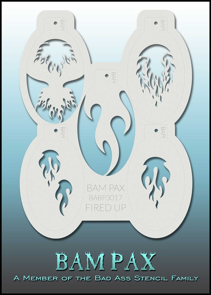 Bad Ass Mini Stencil - BAM PAX 3017 Fired Up | Face Paint Forum Shop